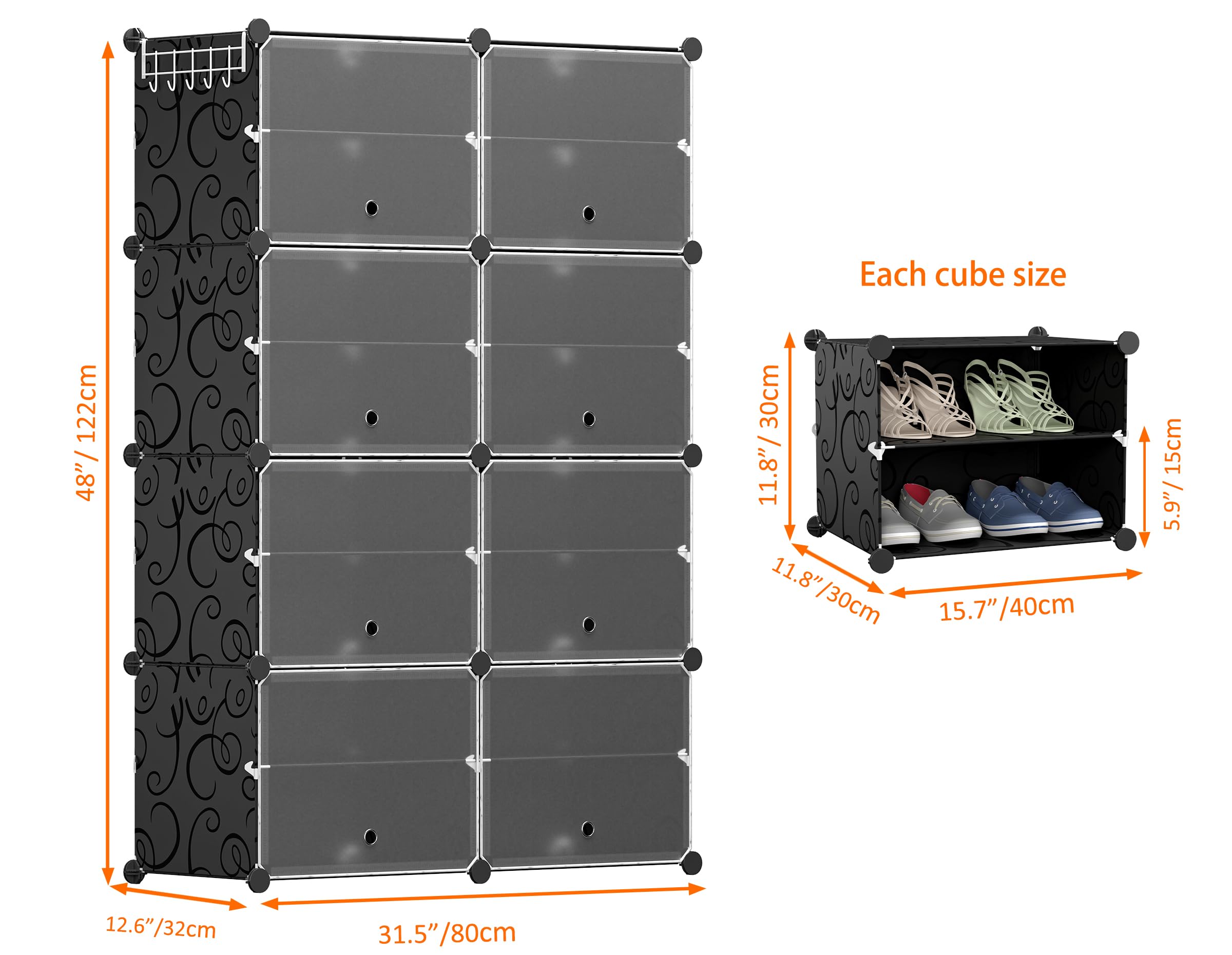 HOMIDEC Shoe Rack, 8 Tier Shoe Storage Cabinet 32 Pair Plastic Shoe Shelves Organizer for Closet Hallway Bedroom Entryway