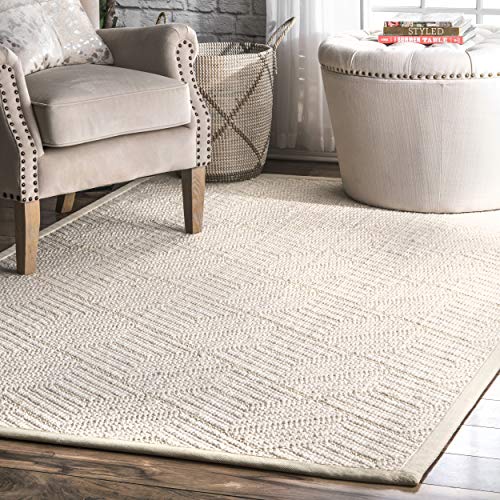 nuLOOM Suzanne Natural Textured Wool Area Rug, 4' x 6', Cream