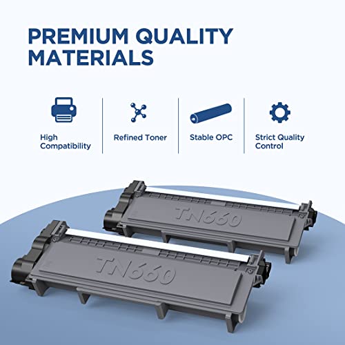 Twin Pack TN660 2PK Replacement for Brother TN660 TN630 High Yield Toner Cartridge, for HL-L2300D HL-L2340DW HL-L2380DW DCP-L2520DW DCP-L2540DW MFC-L2720DW MFC-L2700DW MFC-L2740DW (Black, 2 Pack)