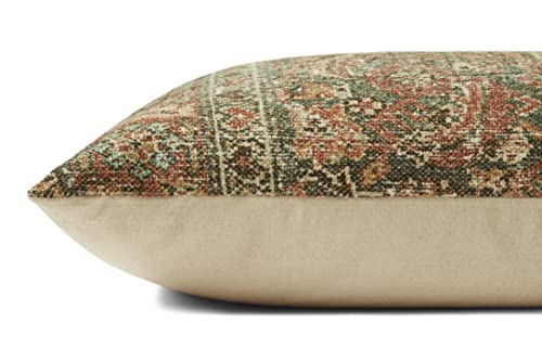 Loloi PAR0003 Throw-Pillows, 16'' x 26'' Cover w/Poly, Charcoal/Rust
