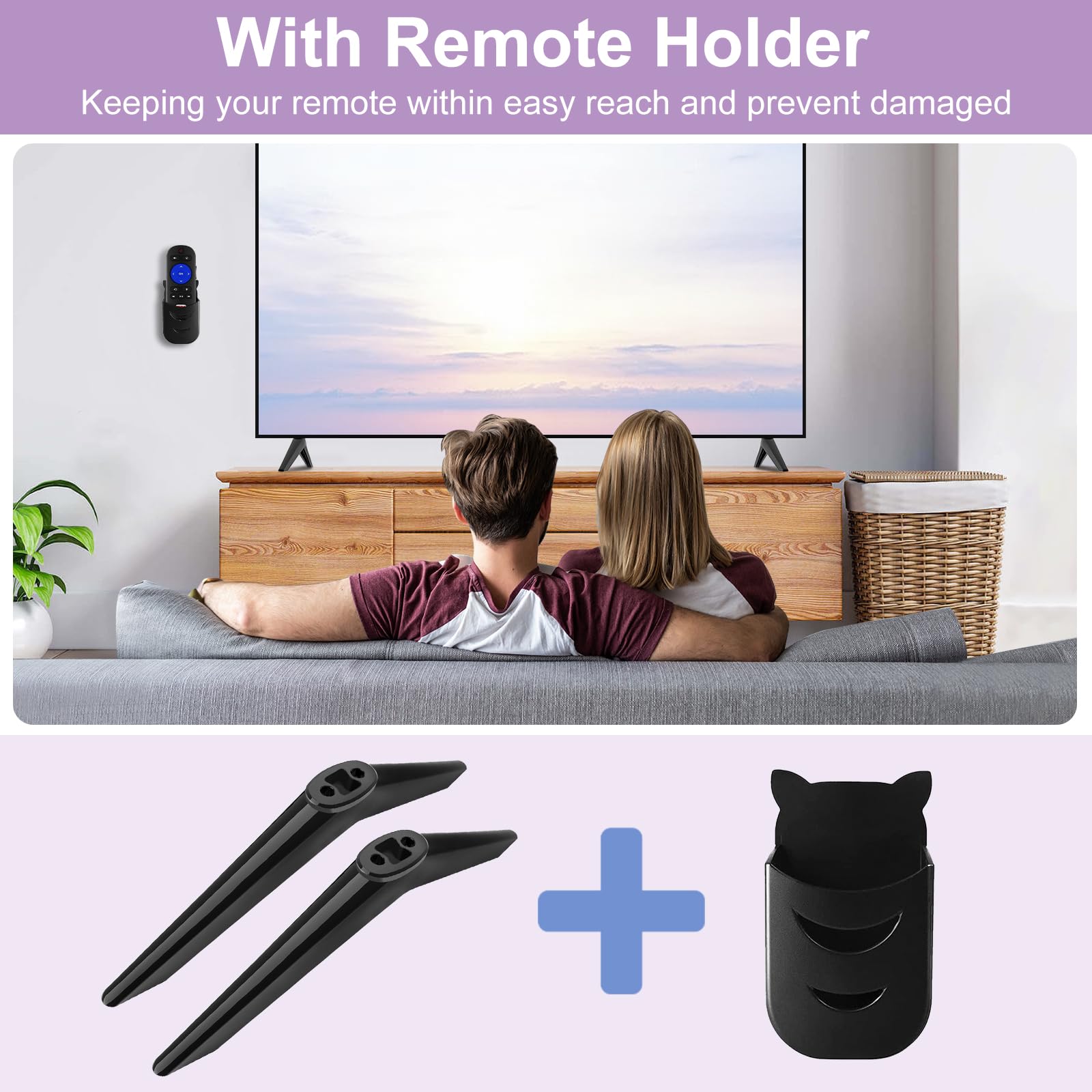 (Upgraded Version) TV Stand Base for TCL Roku TV Legs, Replacement for TCL 32" 40" 43" 49" 50" 55" 65" 32S359 32S355 40S355 43S455 50S525 55S435 65S455 Roku TV Legs Replacement for TCL TV with Screws