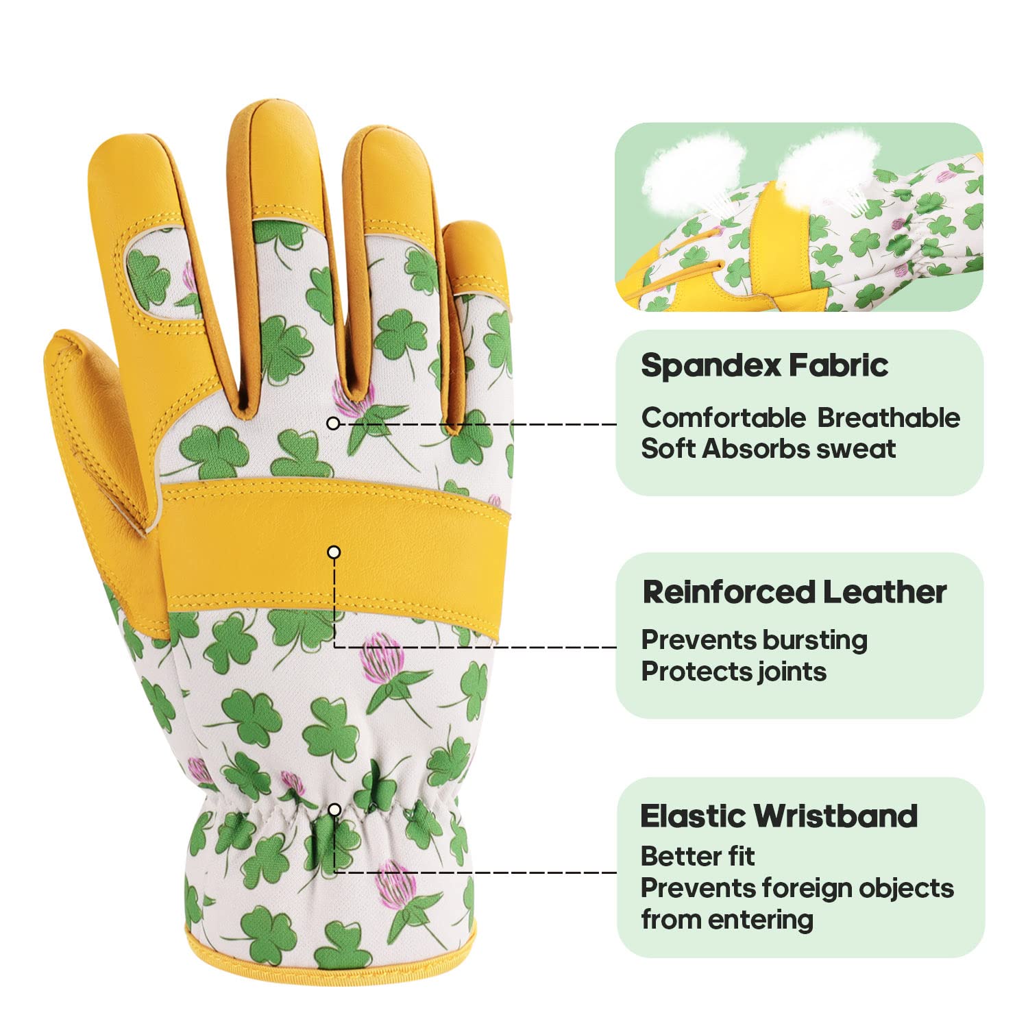 WANCHI Cowhide Leather Thorn Proof Gardening Gloves Medium + Long Sleeve Garden Gloves Small