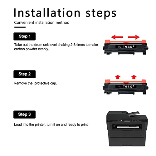 ZJBJ (1-Black) TN730 TN-730 Toner Cartridge Compatible Replacement for Brother DCP-L2550DW MFC-L2710DWL 2750DWL 2750DWXL