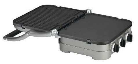 Cuisinart 5 In 1 Griddler with Panini Press, Full Grill, Full Griddle and Half Grill/Half Griddle Options, Includes Dishwasher Safe Removable Cooking Plates and Red/Green Indicator Lights