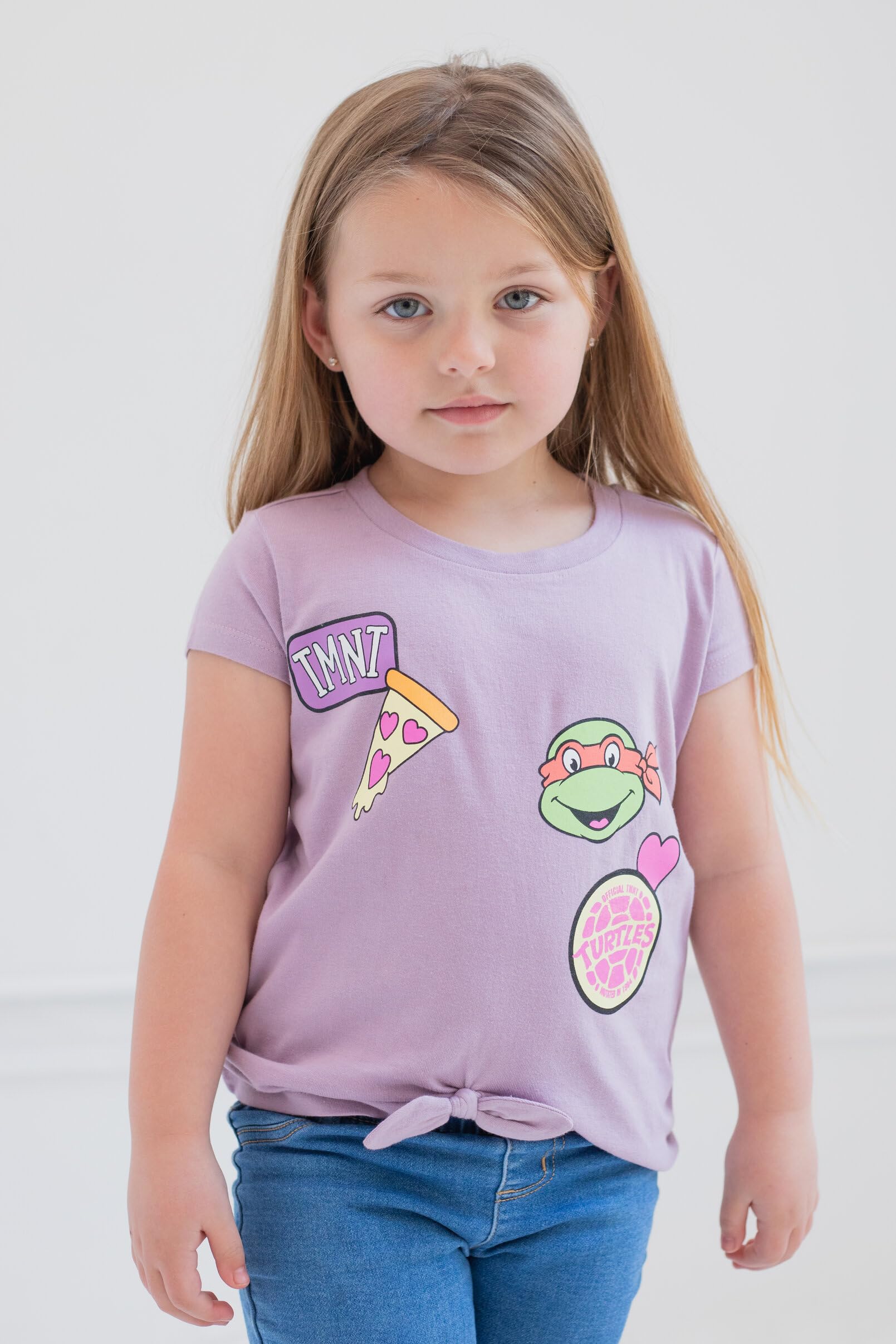 Teenage Mutant Ninja Turtles Leonardo Michelangelo Raphael Little Girls 2 Pack T-Shirts Purple/Blue 6