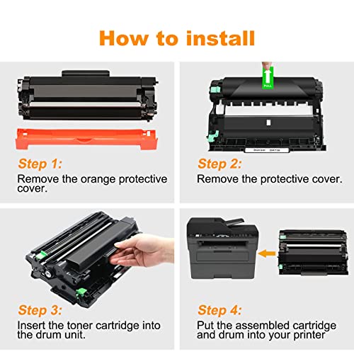 GALADA Compatible Toner Cartridges and Drum Unit Replacement for Brother TN760 TN-760 TN730 TN-730 DR730 DR 730 for DCP-L2550DW MFC-L2710DW HL-L2350DW HL-L2395DW (2 Black Toner with Chip + 1 Drum)