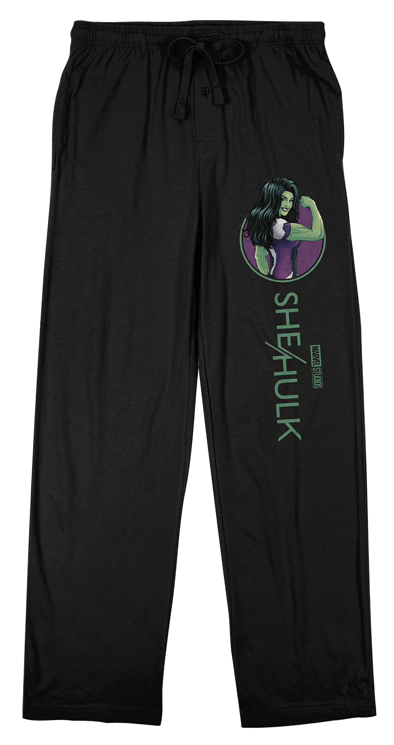 She-Hulk Disney+ Jennifer Walters Power Circle Men's Black Sleep Pajama Pants-Medium