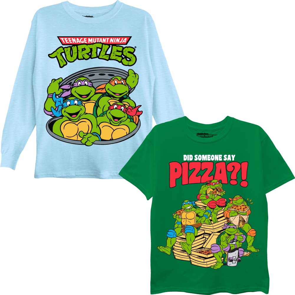 Teenage Mutant Ninja Turtles Boys TMNT 2-Pack Bundle 2 Tees T-Shirt, Green/Blue, 3 US