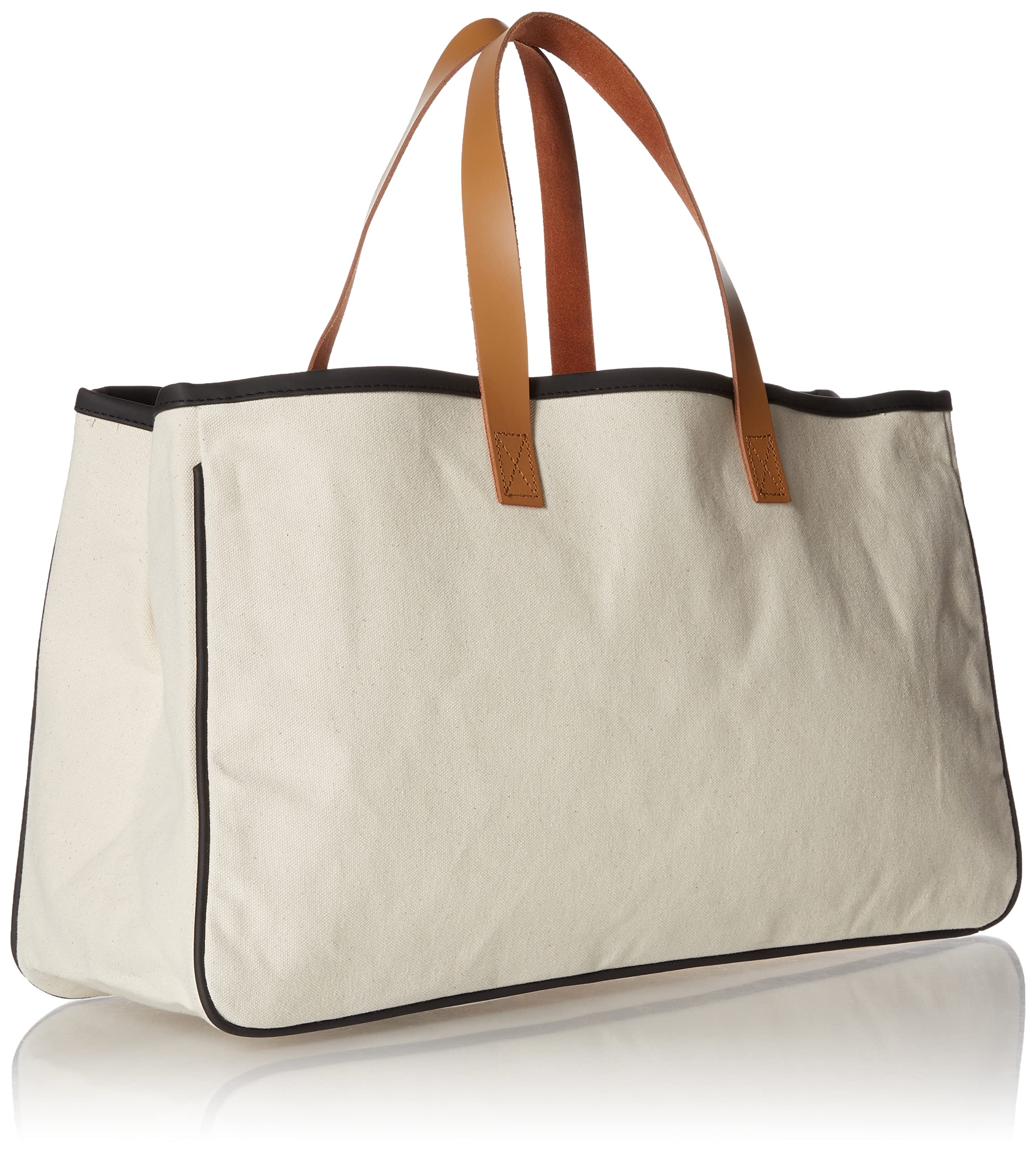 Santa Barbara Design Studio Tote Bag Hold Everything Collection Black and White 100% Cotton Canvas with Genuine Leather Handles, Large, Lake Life
