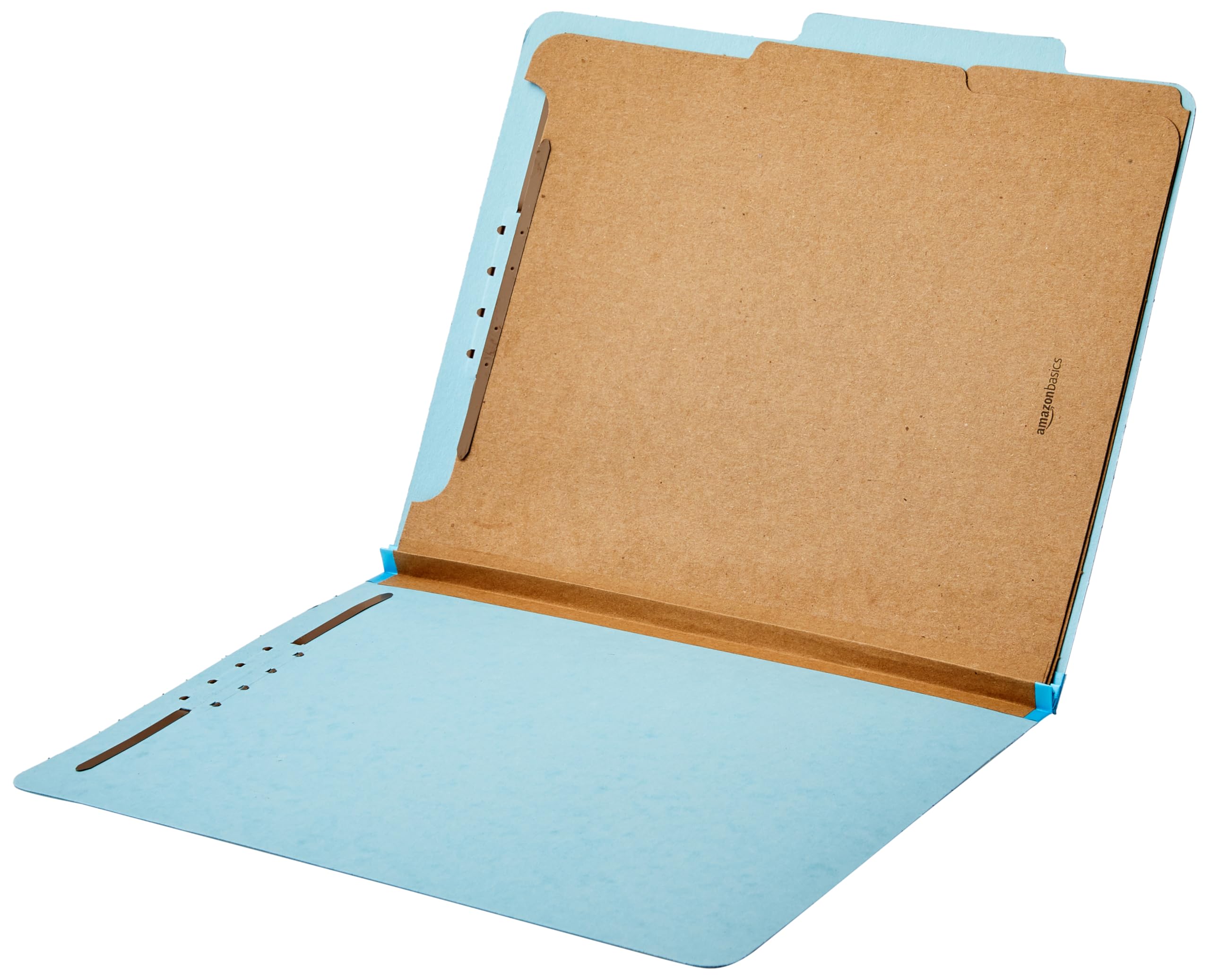 Amazon Basics Classification Folder- 100% Recycled, 2 Dividers, 2" Embedded, Letter, Light Blue, 10 per Box