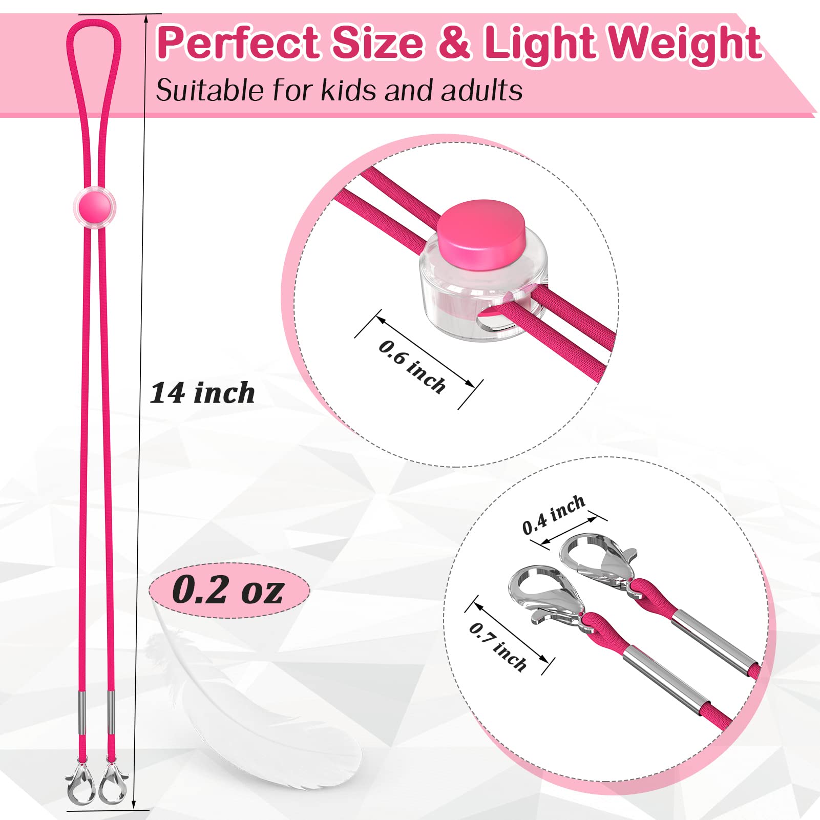 Tripho 10pcs Elastic Mask Lanyard Upgraded No Sharp Zinc Alloy Safe Hook and Name Tag, Adjustable Length Elastic Strap, Ear Saver Mask Extender Mask Holder for Kids Adults