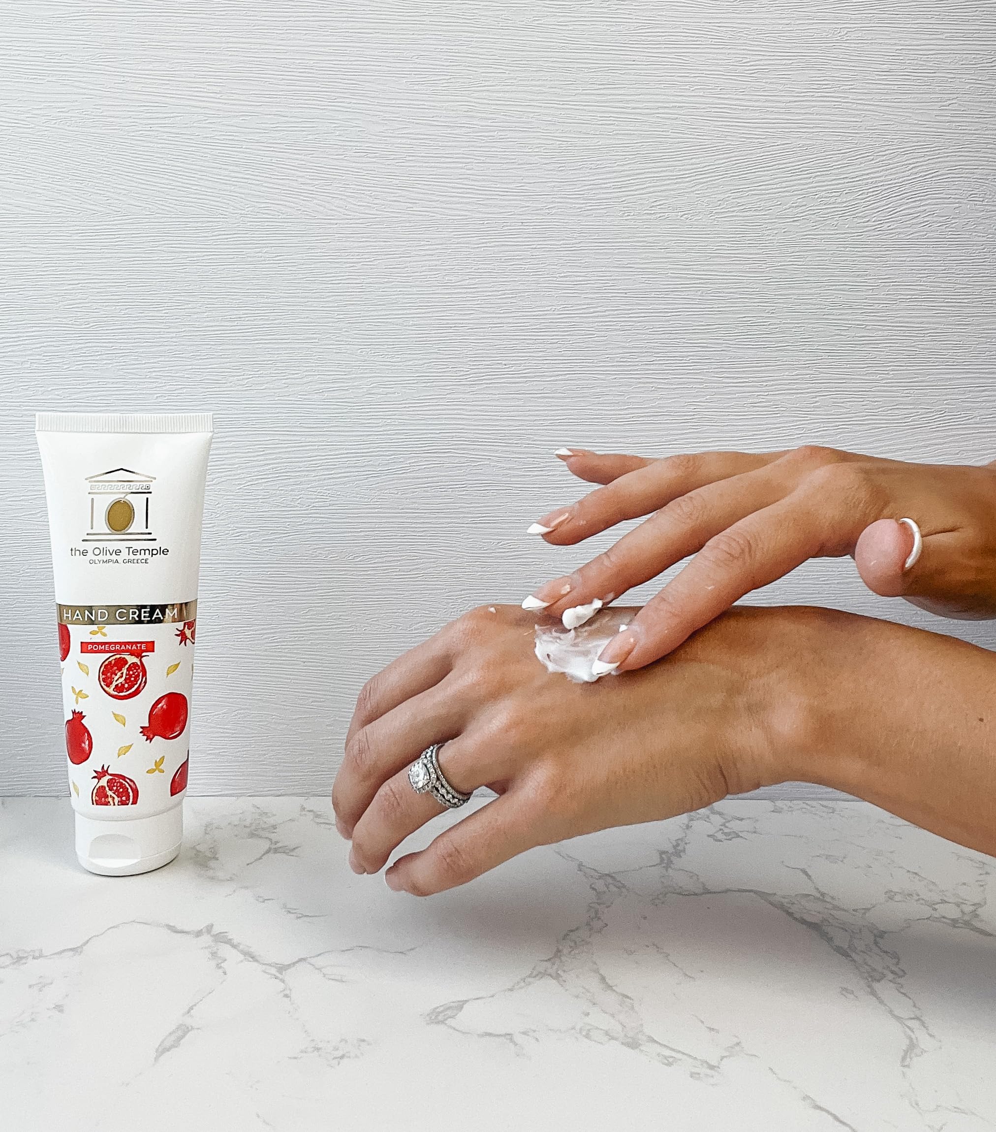 The Olive Temple Hand Cream with Olive Oil - Deep Moisturizing and Nourishing Formula for Soft, Supple Hands (Pomegranate), 3.38 fl. oz