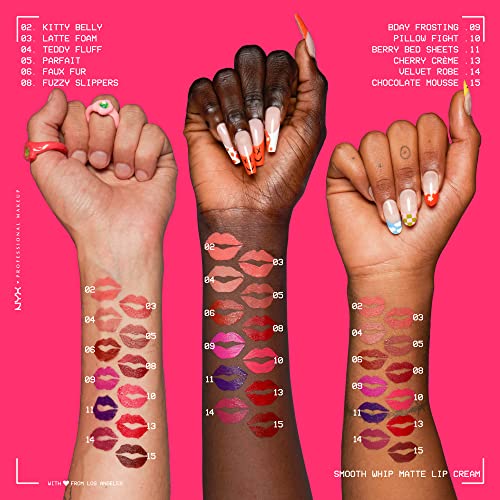 NYX PROFESSIONAL MAKEUP Smooth Whip Matte Lip Cream, Long Lasting, Moisturizing, Vegan Liquid Lipstick - Pillow Fight (Hot Fuschia)