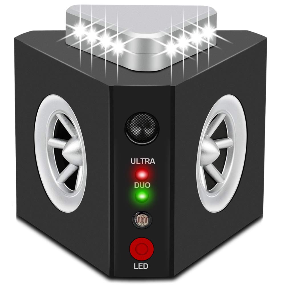Angveirt Plug-in Rodent Reducer Repellent Ultra Sonic Mouse Electronic Repellers Mice Repelling Device Rat Pest Deterrent with 12 Strobe Lights for RV Garage Indoor