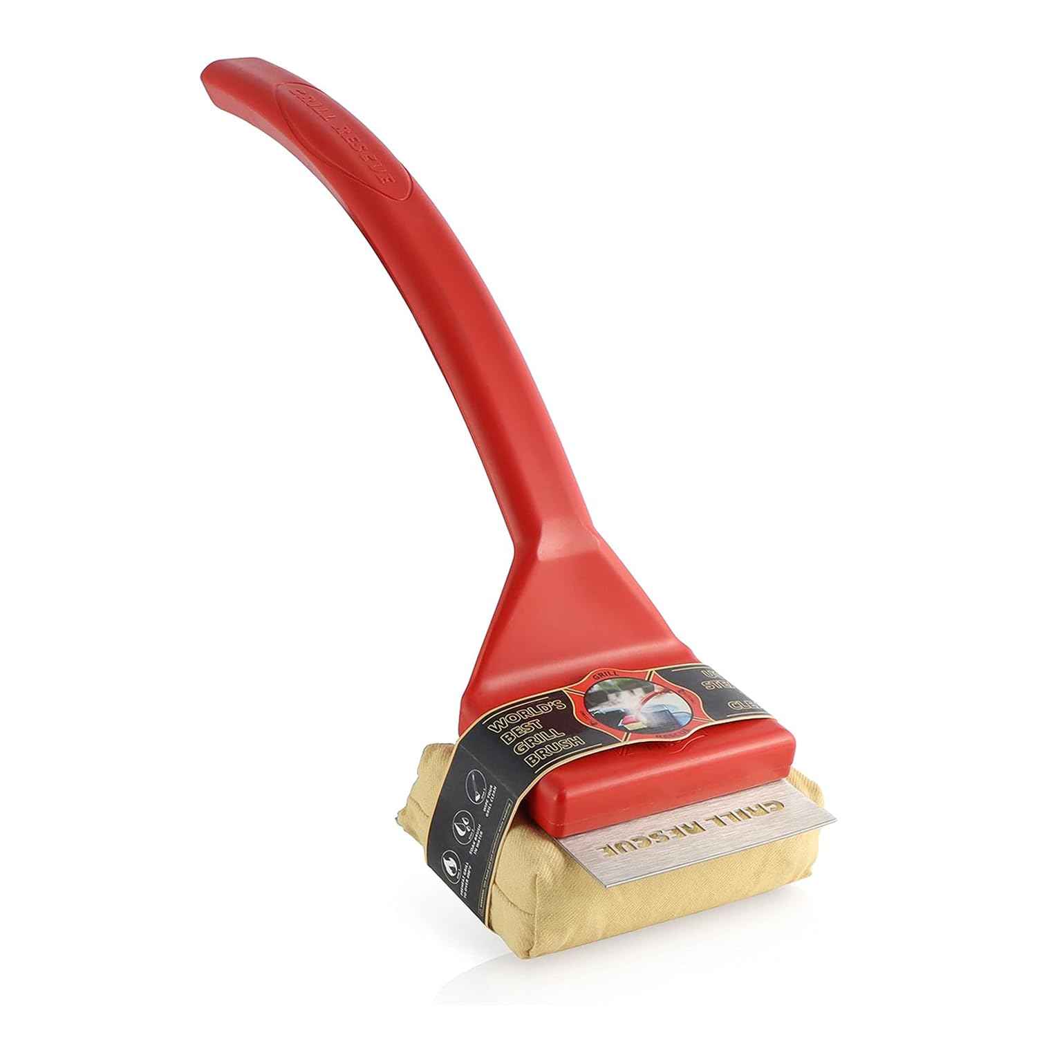 Grill Rescue BBQ Replaceable Scraper Cleaning Head, Bristle Free - Durable and Unique Scraper Tools for Cast Iron or Stainless-Steel Grates, Barbecue Cleaner (Grill Brush with Scraper)