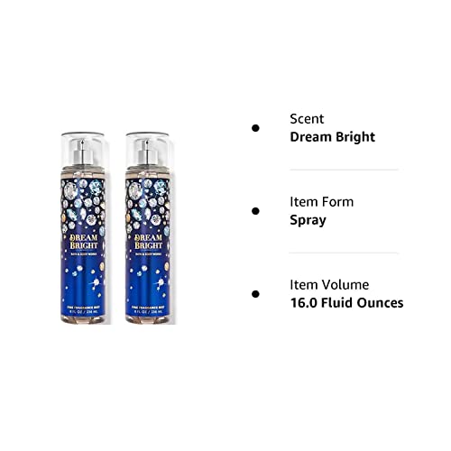 Bath & Body Works Dream Bright Fine Fragrance Body Mist Gift Set 8 oz Pack Lot of 2 (Dream Bright)