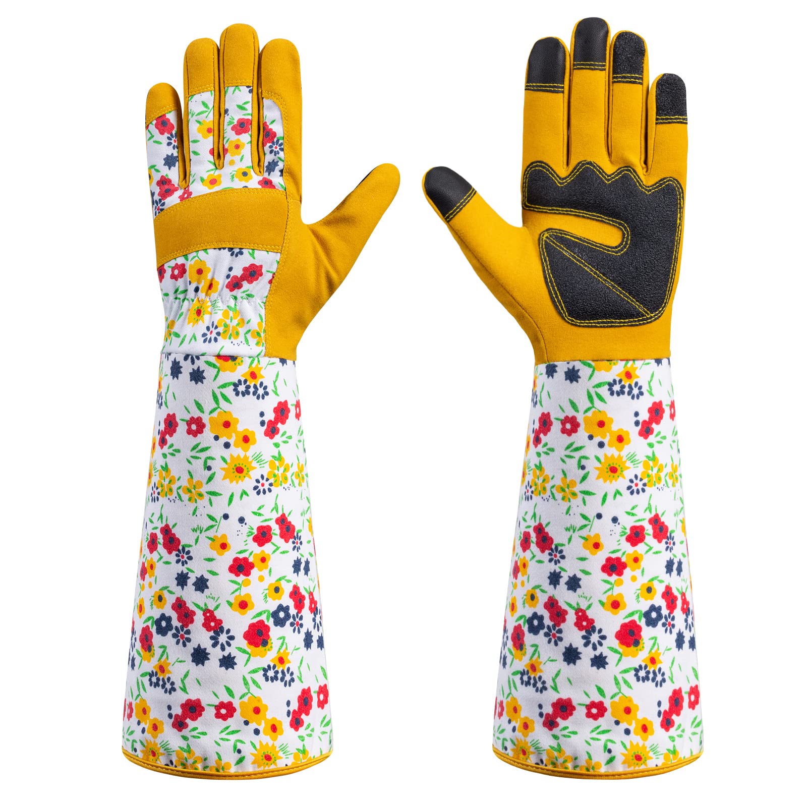 isilila Long Gardening Gloves for Women, Rose Pruning Gloves Thornproof with Forearm Protection, Breathable Work Gloves with Touch
