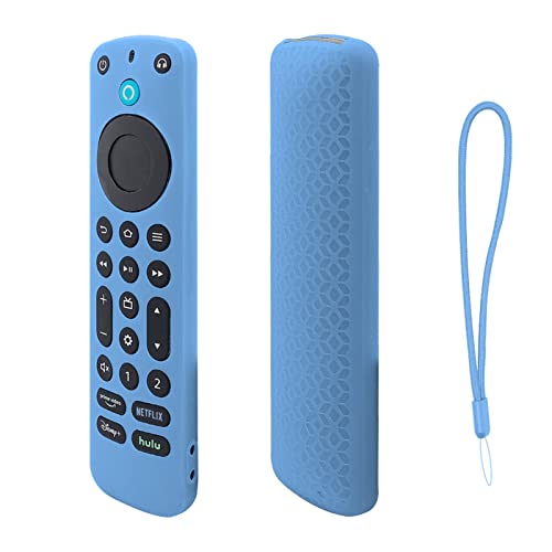 Glow Cover Replacement for Amazon Alexa Voice Remote Pro 2022, Silicone Case Skin Gloove with Lanyard, Blue