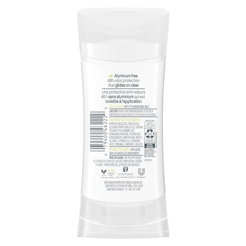 Dove 0% Aluminum Deodorant Stick Pomegranate and Lemon Verbena 4 Count Non-irritating Deodorant for Underarm Care Kindest Aluminum free Deodorant 2.6 oz