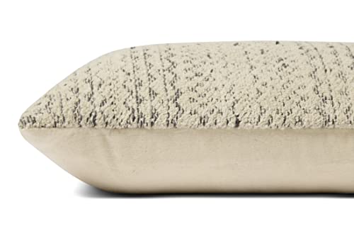 Loloi PAR0009 Throw-Pillows, 18'' x 18'' Cover w/Poly, Charcoal/Ivory