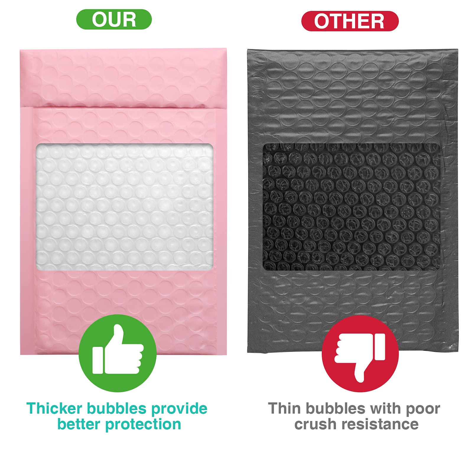 Metronic 4x8 Inch Bubble Mailer 50 Pack, Waterproof Self Seal Adhesive Shipping Bags, Cushioning Padded Envelopes for Shipping, Mailing, Packaging, Sakura Pink Bulk #000