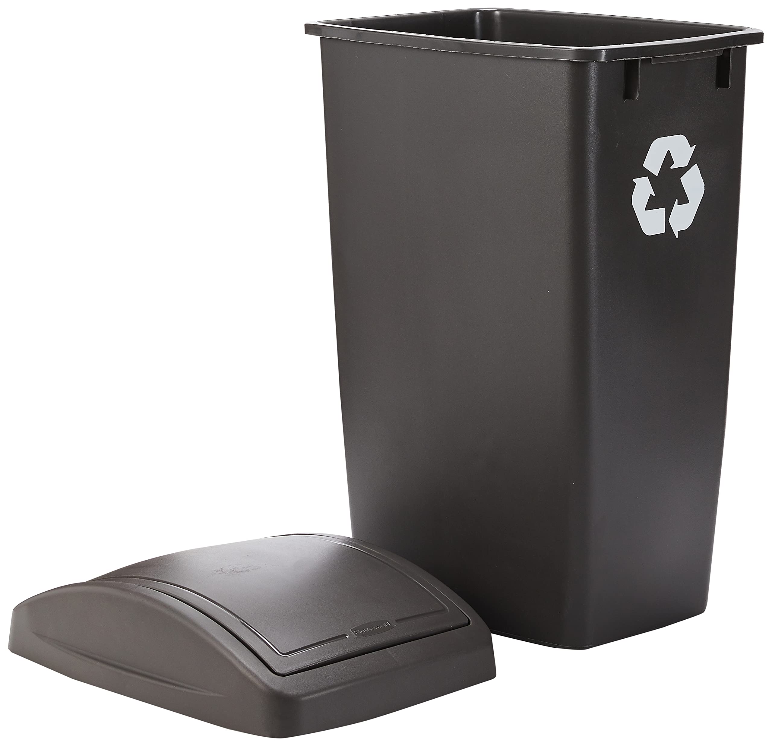 Rubbermaid Swing-Top Lid Recycling Bin for Home, Kitchen, and Bathroom, 12.5 Gallon Recycling Can, Gray