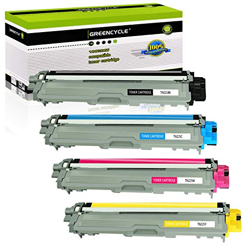 greencycle Black and Color Toner Cartridges (4 Pack) Compatible for Brother TN221 TN225 Work with HL-3140CW HL-3170CDW MFC-9130 MFC-9330 MFC-9340 Printers