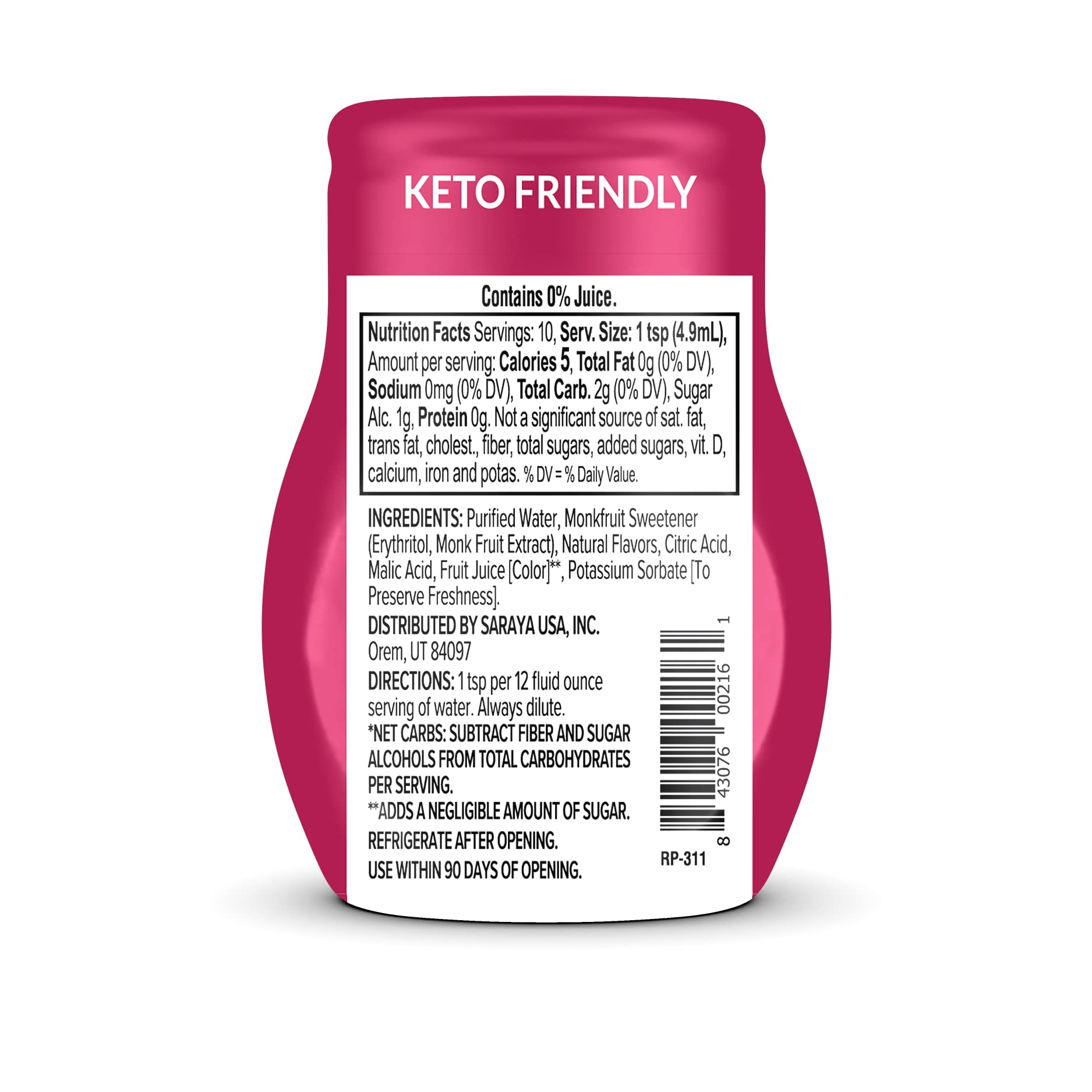 Lakanto Sugar Free Water Enhancer - Sweetened with Monk Fruit Sweetener and Erythritol, On the Go Liquid H2O Hydration, Zero Sugar, Naturally Flavored - Berry Pomegranate (1.67 fl oz - Pack of 6)