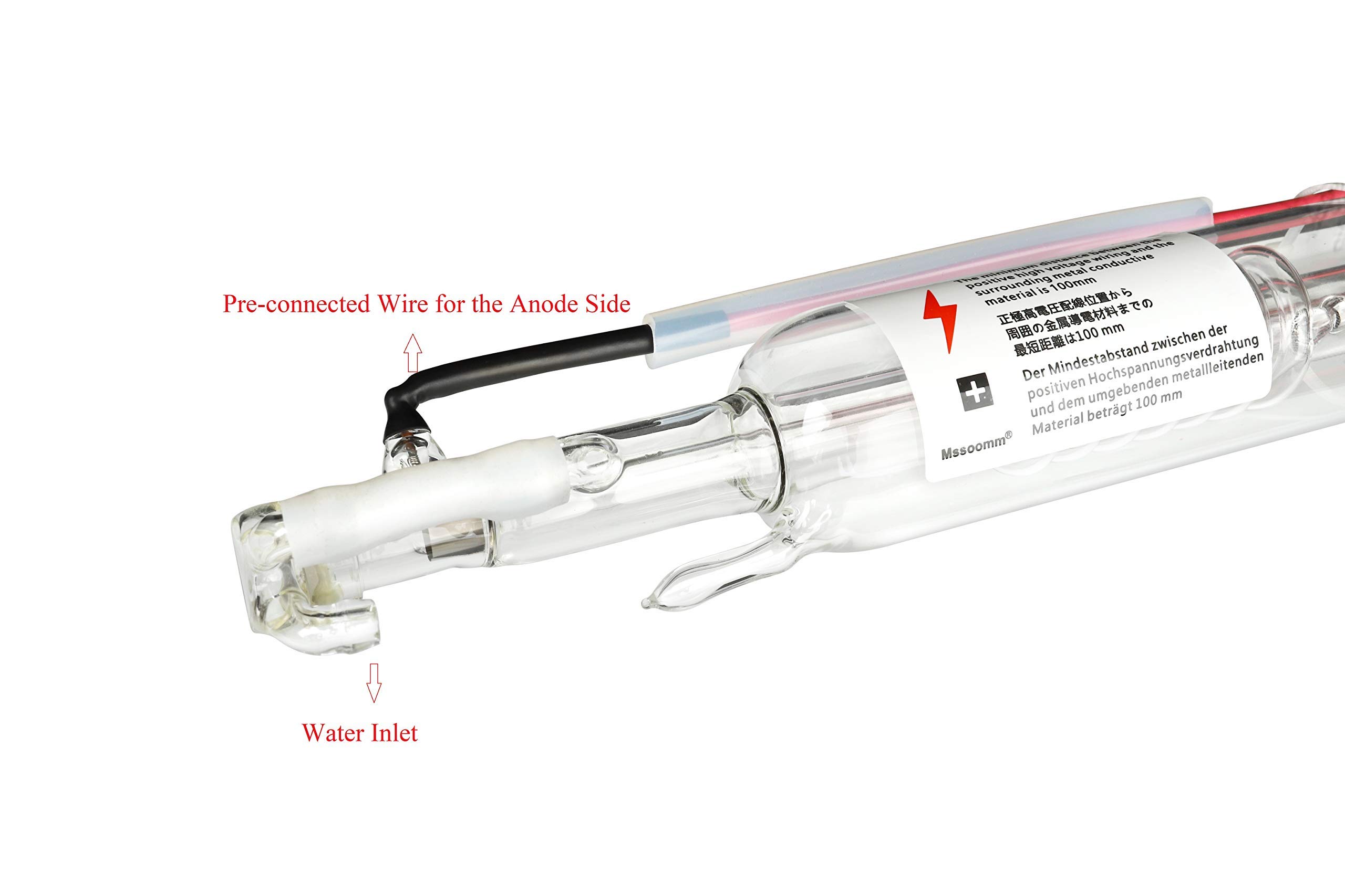 Mssoomm 40W 40 watt Co2 Laser Tube Length 700mm Dia 50mm with Metal Head 3000hr Service Life for CO2 Laser Cutter and Engraver Machine