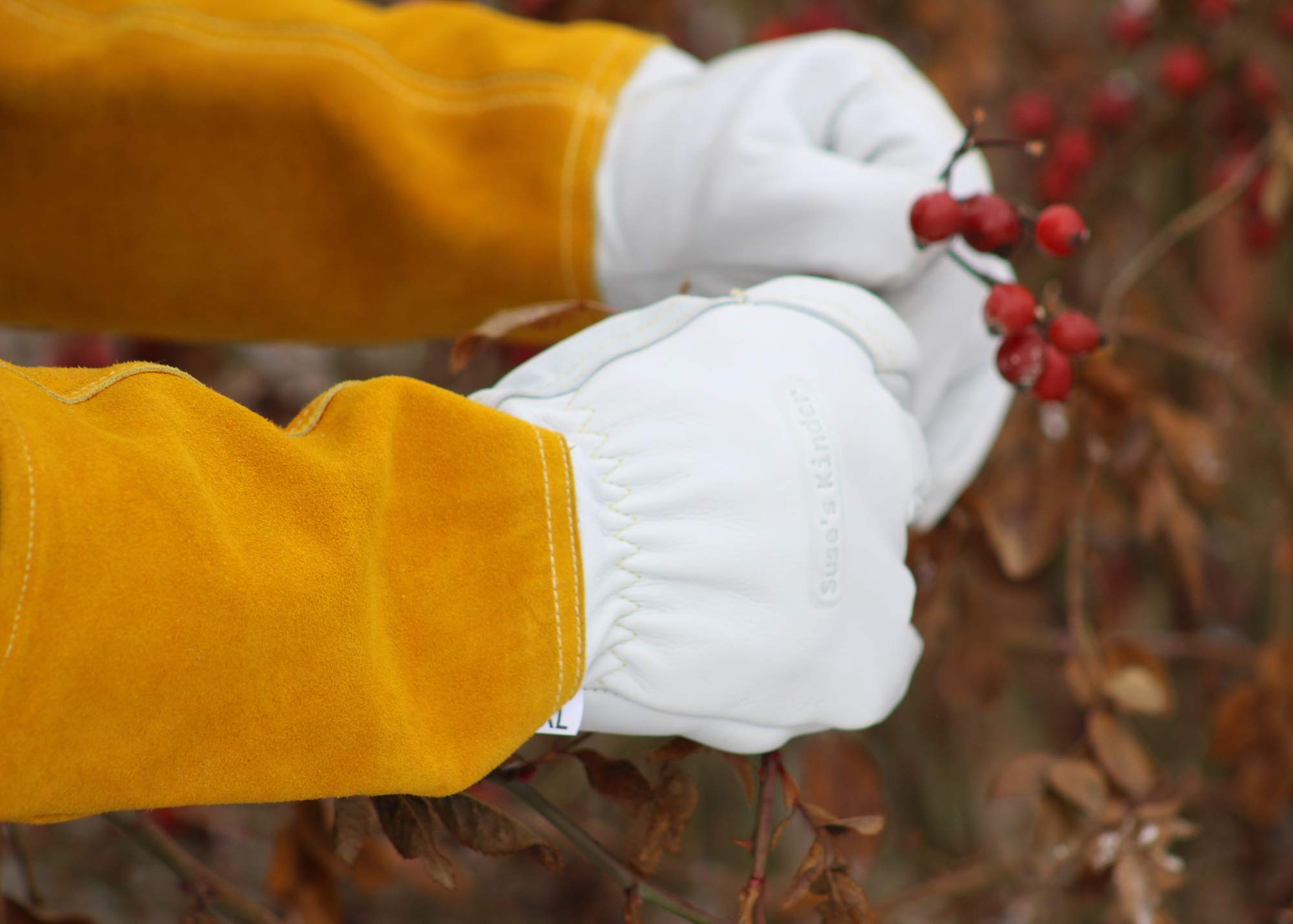 Suse's Kinder Garden Gloves for Women, Thorn Proof Rose Pruning Gloves with Kevlar Lining (Yellow/White, XS)