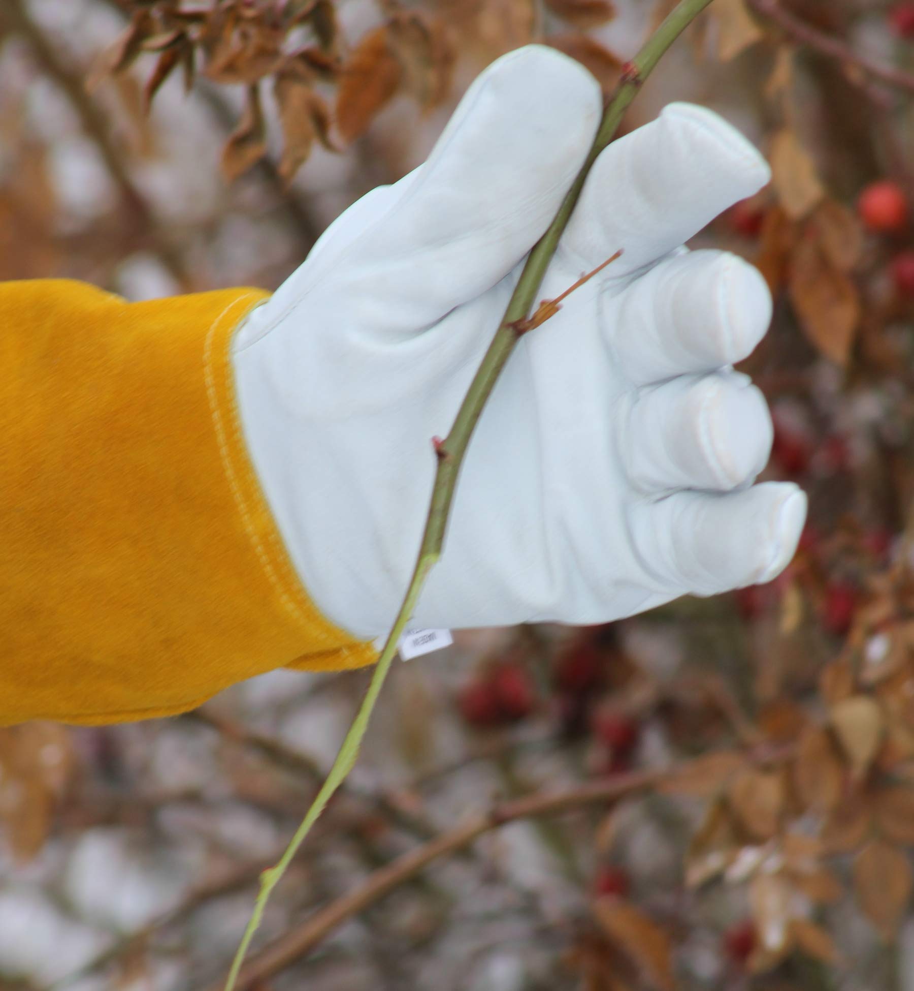 Suse's Kinder Garden Gloves for Women, Thorn Proof Rose Pruning Gloves with Kevlar Lining (Yellow/White, XS)