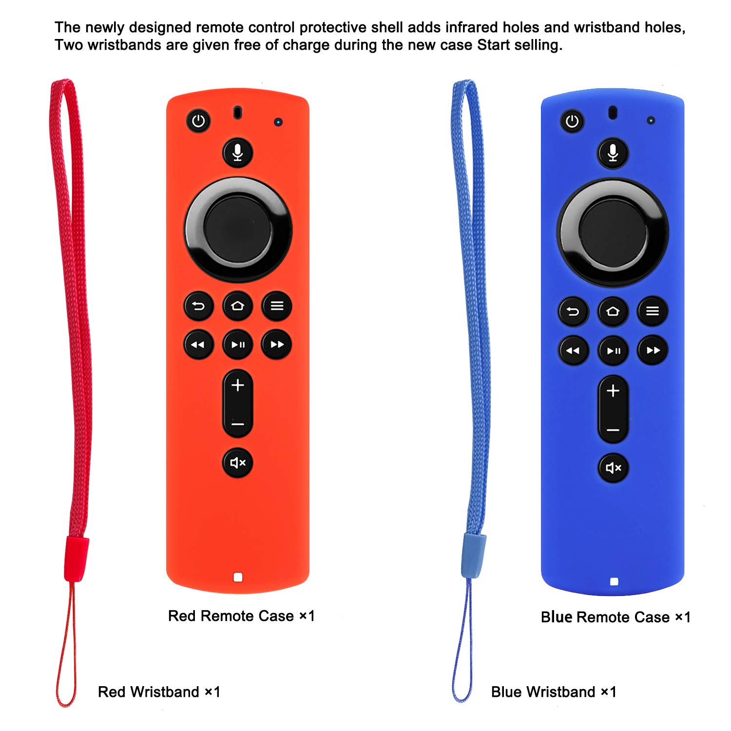 [2 Pack] Silicone Cover Case for Fire TV Stick 4K / Fire TV (3rd Gen) Compatible with All-New 2nd Gen Alexa Voice Remote Control (Red and Blue)