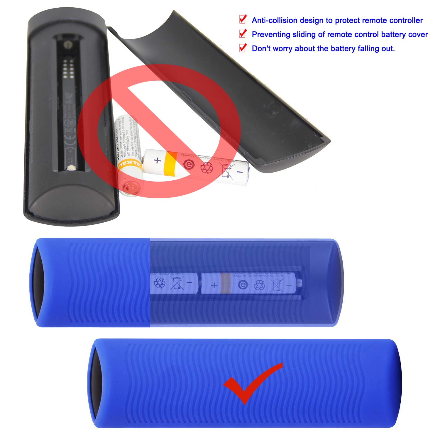 [2 Pack] Silicone Cover Case for Fire TV Stick 4K / Fire TV (3rd Gen) Compatible with All-New 2nd Gen Alexa Voice Remote Control (Red and Blue)