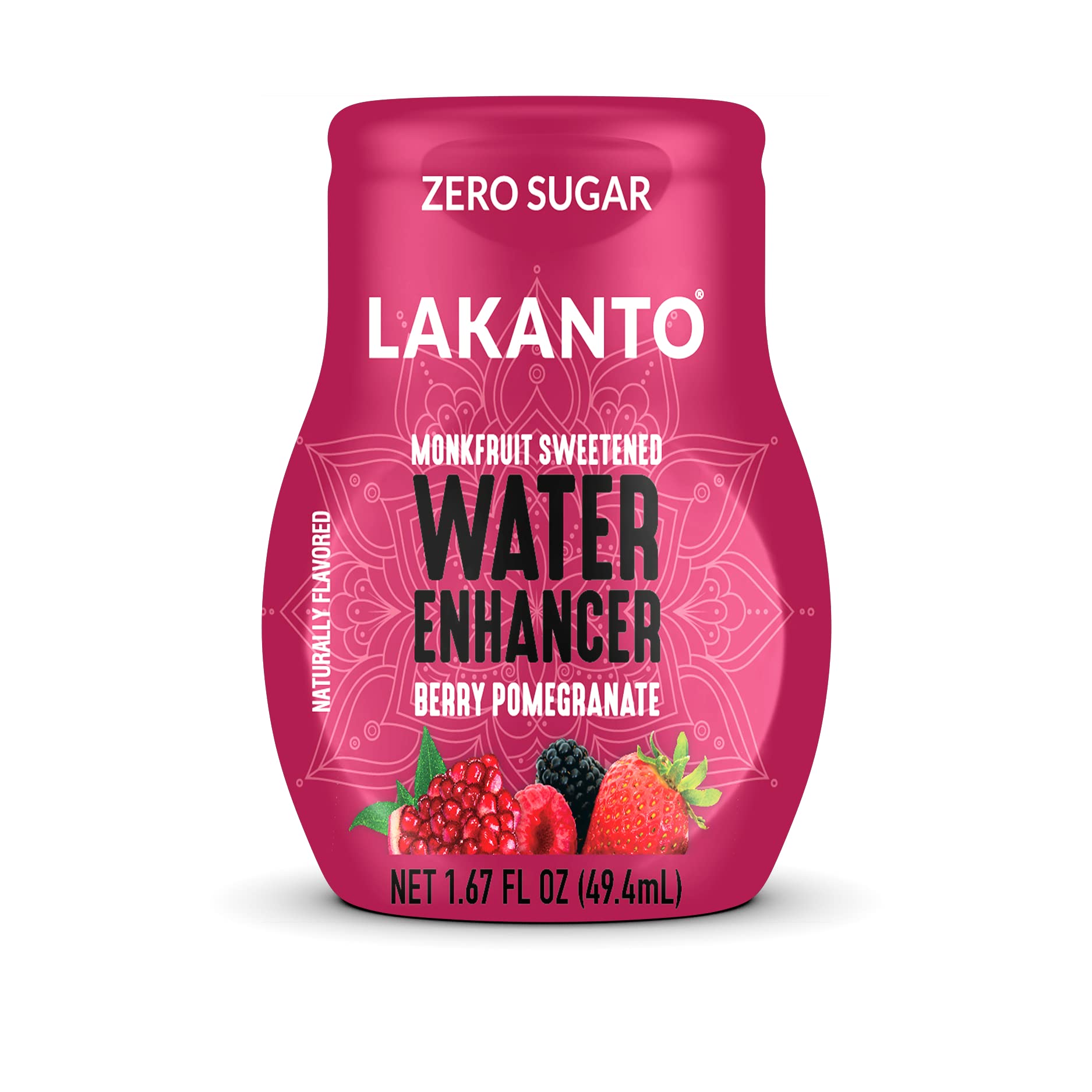 Lakanto Sugar Free Water Enhancer - Sweetened with Monk Fruit Sweetener and Erythritol, On the Go Liquid H2O Hydration, Zero Sugar, Naturally Flavored - Berry Pomegranate (1.67 fl oz - Pack of 6)