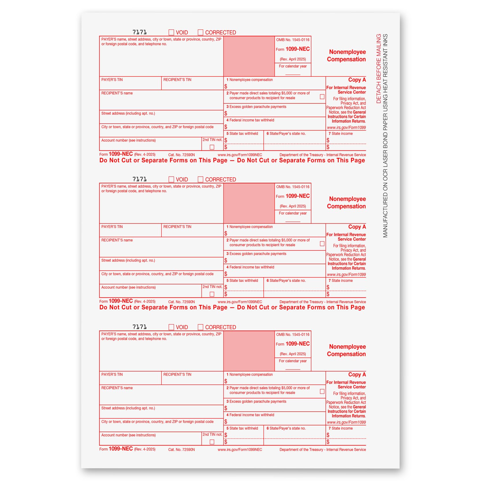 1099 NEC Forms 2022, 1099 NEC Laser Forms IRS Approved Designed for QuickBooks and Accounting Software 2022, 4 Part Tax Forms Kit, 25 Vendor Kit – Total 38 (108) Forms