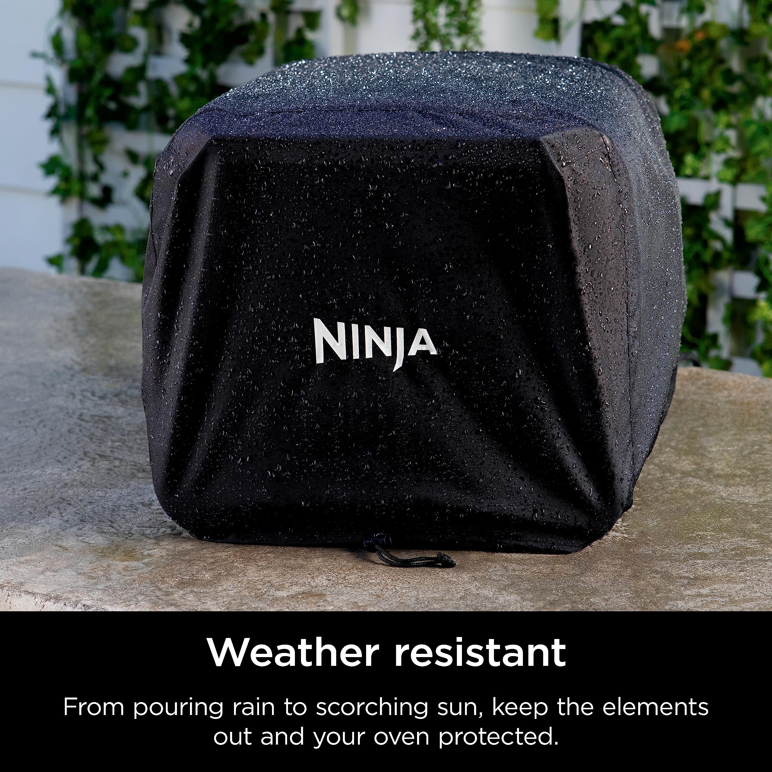Ninja XSKOCVR Premium Cover, Compatible Woodfire Outdoor Oven (OO100 series), Adjustable Drawstrings, UV and Water-Resistant, Lightweight, Black, 19.5'' x 16.5'' x 15"