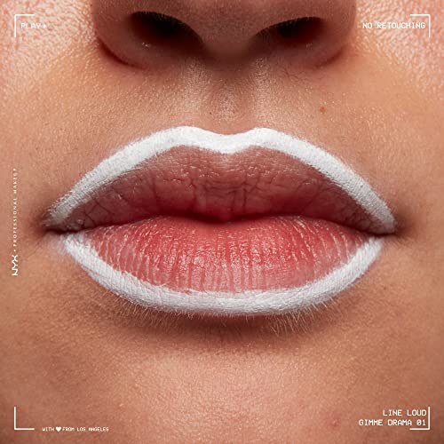 NYX PROFESSIONAL MAKEUP Line Loud Lip Liner, Longwear and Pigmented Lip Pencil with Jojoba Oil & Vitamin E - Gimme Drama (White)