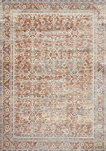 Loloi Revere Collection Area Rug, 7'10" X 7'10" Round, Terracotta/Multi
