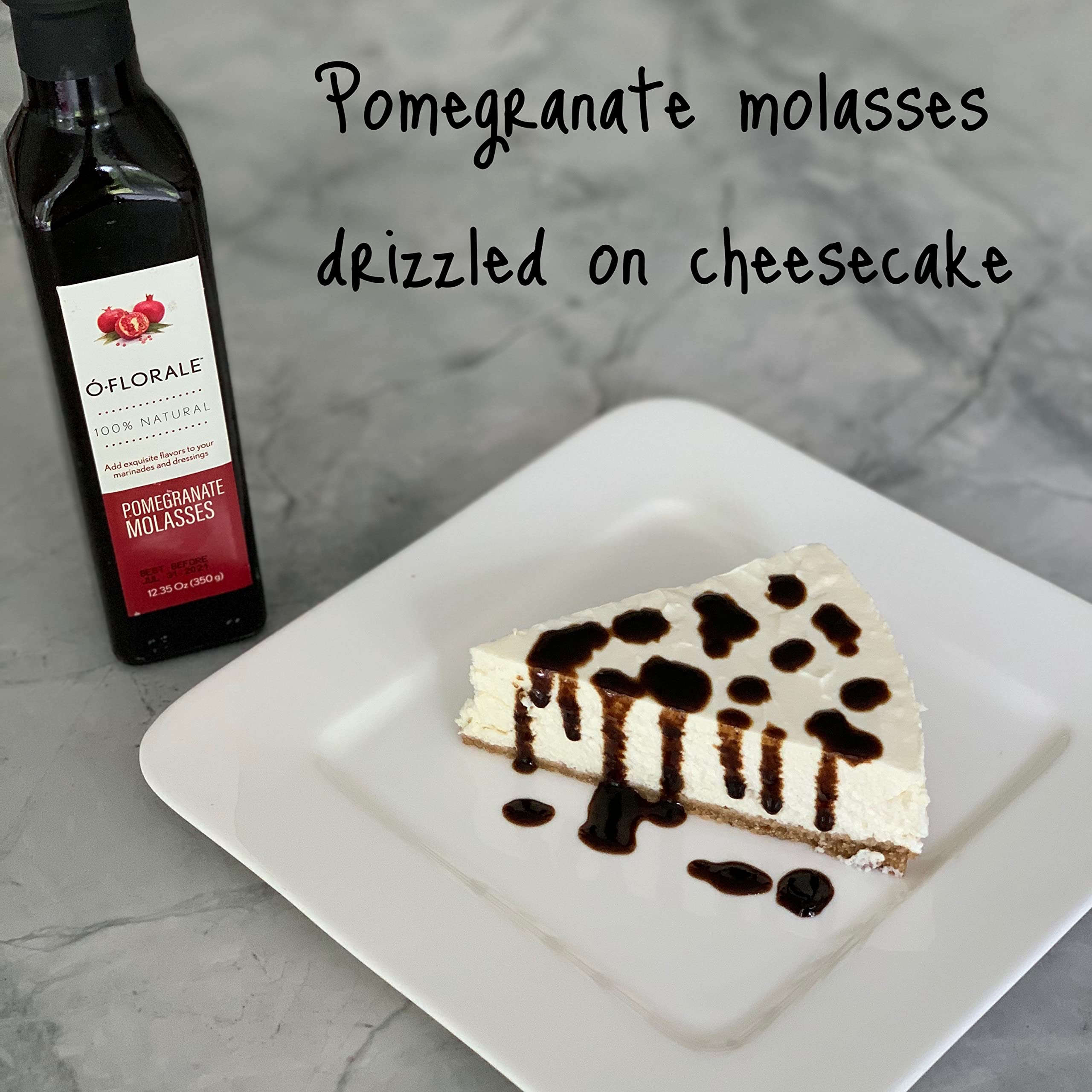 OFLORALE Pomegranate Molasses, 12.35 oz, 100% Natural, No Added Sugar, for Glazing, Dressings and Marinades
