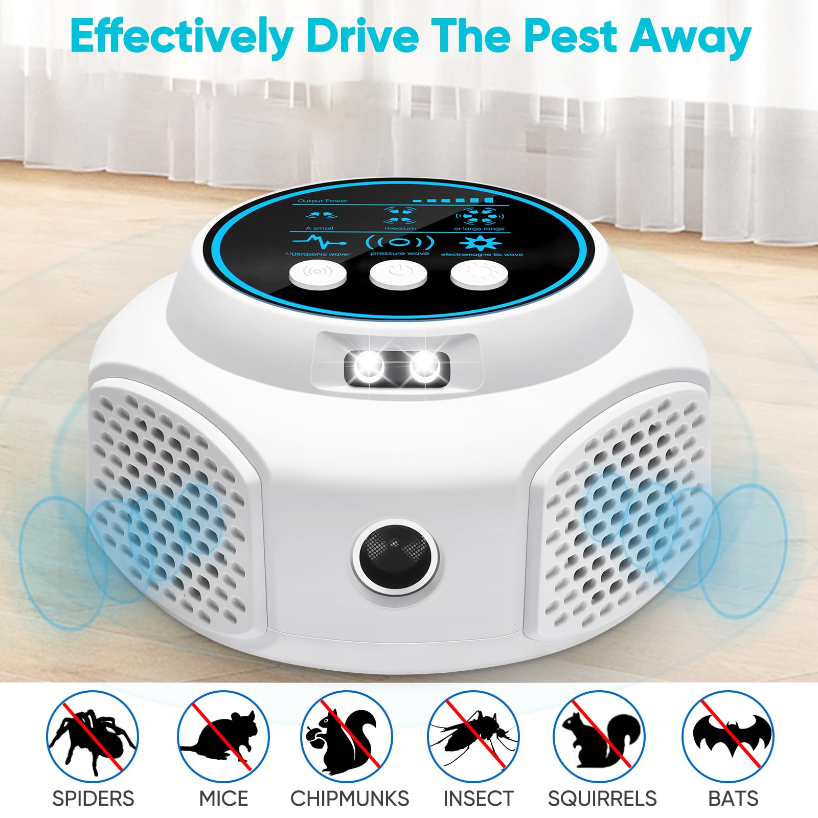 Mouse Repellent Ultrasonic Pest Repeller Mice Repellent Plug-ins, Squirrel Rodent Repellent Indoor Mice Deterrent Rat Bat Control with Ultrasound & LED Strobe Lights for House, Attic, Garage, Barn, RV