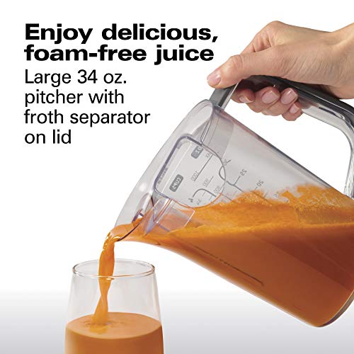 Hamilton Beach Professional Juicer Machine, Centrifugal Extractor, with 3.5β Super Chute for Whole Fruits and Vegetables, 1100 Watts Easy Sweep Cleaning Tool, Black (67906)