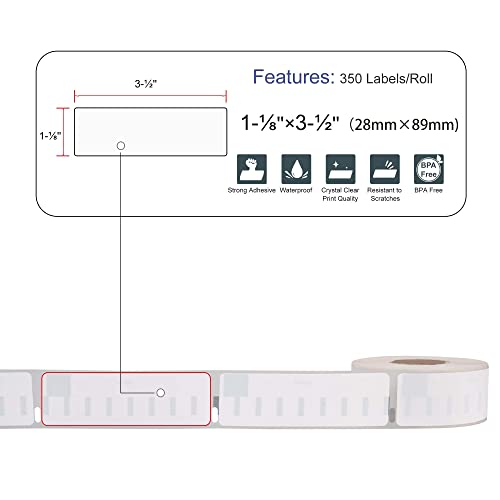 L LIKED Rolls Compatible Dymo 30252 1-1/8" X 3-1/2" Direct Thermal Labels, Premium Adhesive Address & Barcode Stickers - for Rollo, Labelwriter 450, 4XL & Zebra Desktop Printers (30252 - 10 Rolls)