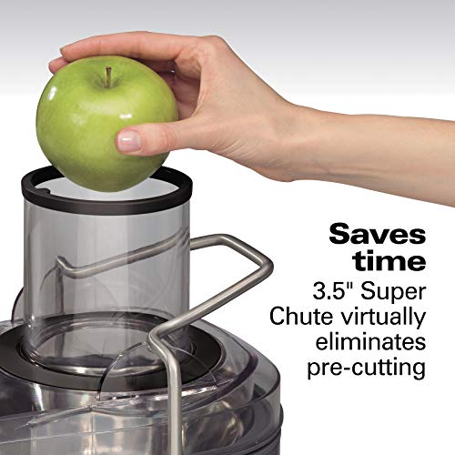 Hamilton Beach Professional Juicer Machine, Centrifugal Extractor, with 3.5β Super Chute for Whole Fruits and Vegetables, 1100 Watts Easy Sweep Cleaning Tool, Black (67906)