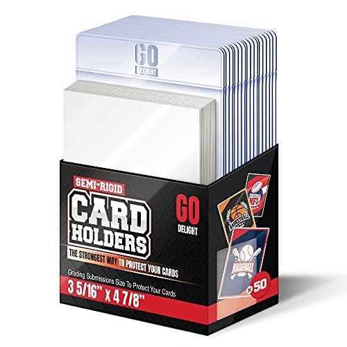 Semi Rigid Card Holders ā 50 Card Holders for Trading Cards and 50 Penny Sleeves ā Baseball Card Protectors - Baseball Card Sleeves -3-5/16" x 4-7/8" Including 1/2" Lip - Trading Card Sleeves