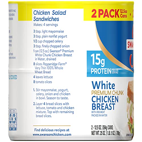 Swanson Premium White Chunk Chicken Breast, 12.5 oz. Can (Pack of 2) (Case of 6)