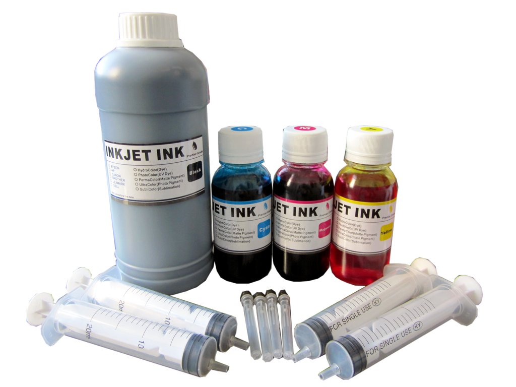 Ink cartridge refill kit, bulk ink for HP printer 16 oz. Black & 12 oz. Color (C+M+Y)