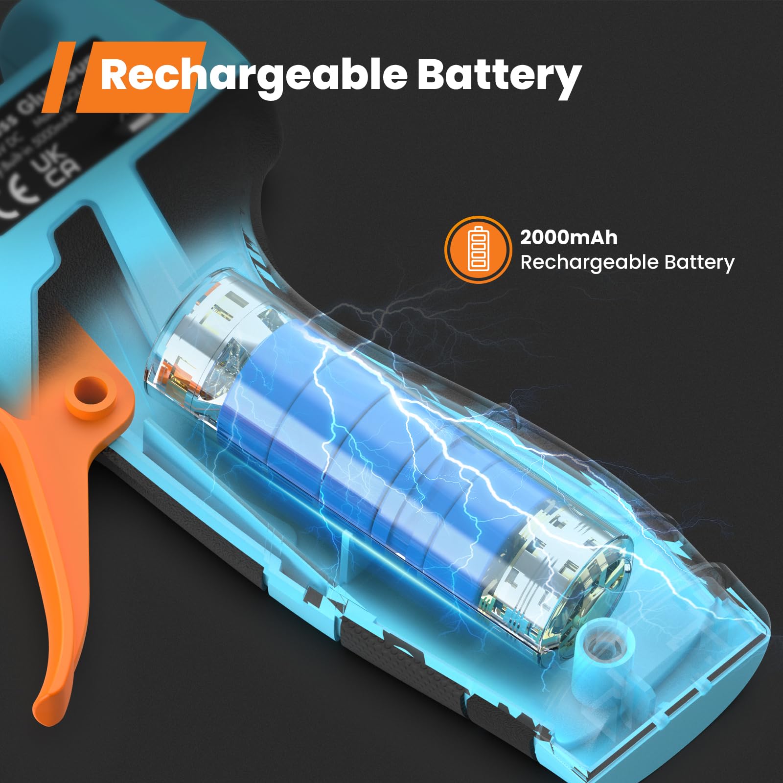 Cordless Hot Glue Gun, GoGonova 15s Fast Preheating Glue Gun, 5Ah Built-in Battery Hot Melt Glue Gun, Smart Power-Off, Kit with 25 Pcs Premium Mini Glue Sticks and USB-C Charging Port