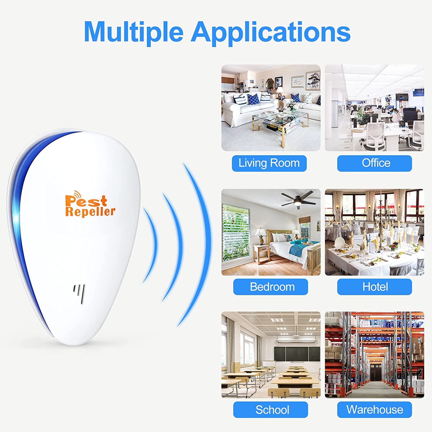 Ultrasonic Pest Repeller - 6 Pack, Electronic Mouse Repellent, Indoor Rodent Repellent，Rat Repellent Plug in，Insect Repellent，Pest Control for Mosquitoes，Ants，Mice，Squirrel,Fly，Cockroaches