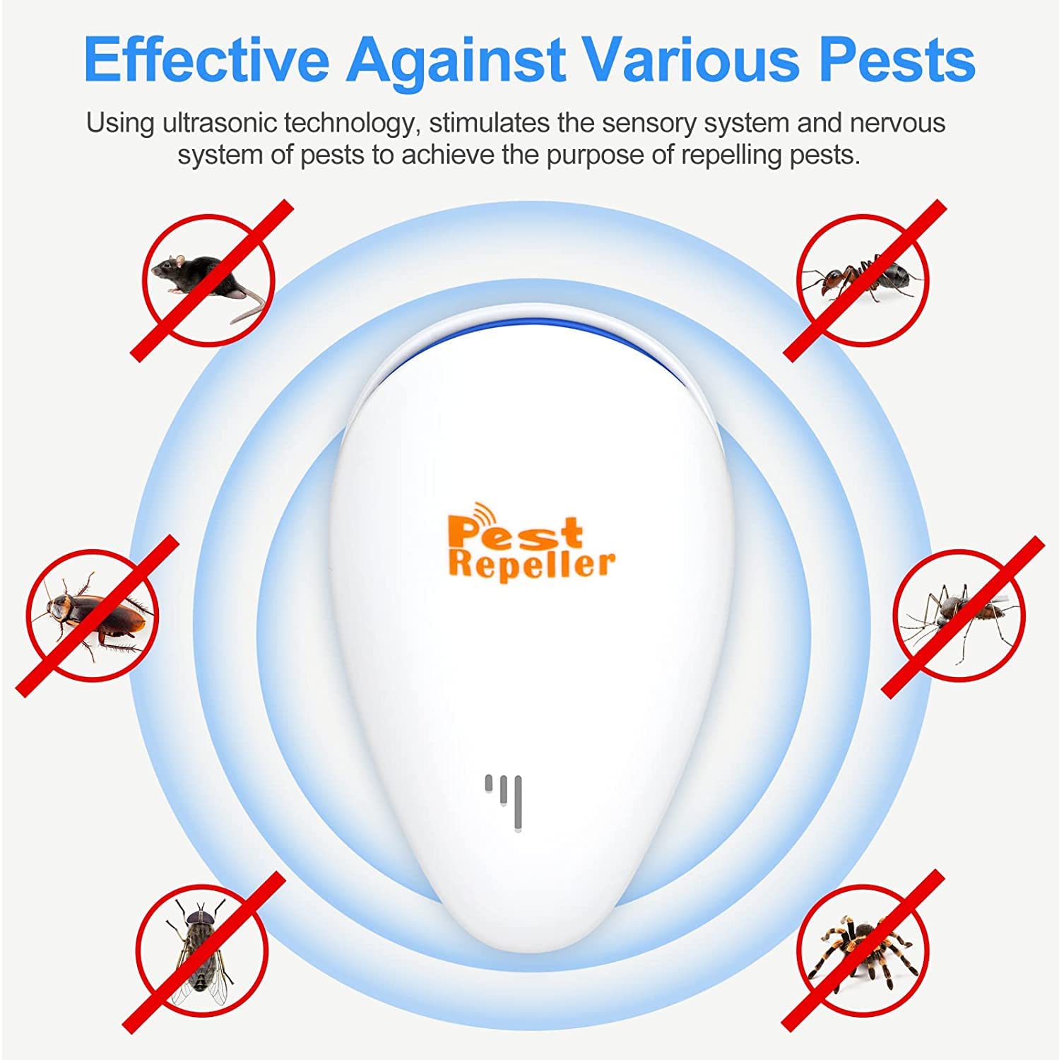 Ultrasonic Pest Repeller - 6 Pack, Electronic Mouse Repellent, Indoor Rodent Repellent，Rat Repellent Plug in，Insect Repellent，Pest Control for Mosquitoes，Ants，Mice，Squirrel,Fly，Cockroaches