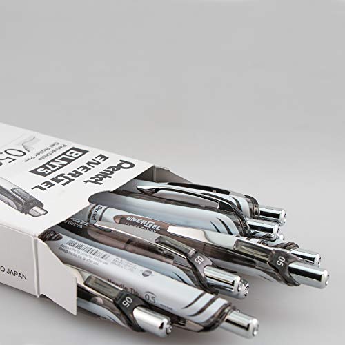 Pentel EnerGel Pearl RTX Gel Pen, (0.5mm), Fine Line, Needle Tip, Black Ink, Box of 12 (BLN75PW-A)